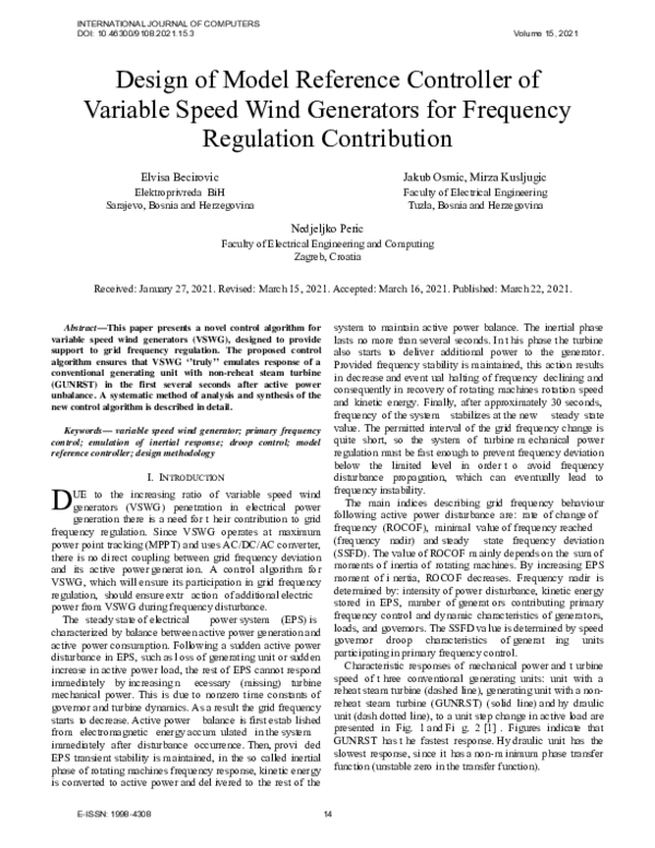 (PDF) Design of Model Reference Controller of Variable Speed Wind ...