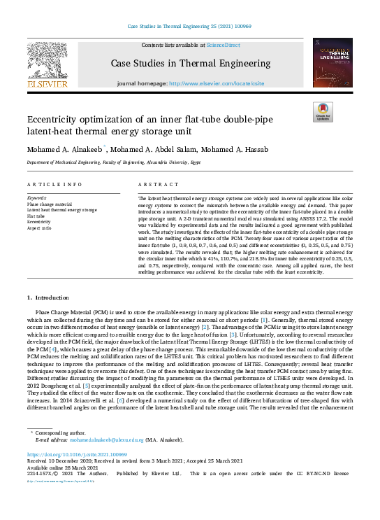 (PDF) Eccentricity optimization of an inner flat-tube double-pipe latent-heat thermal energy ...