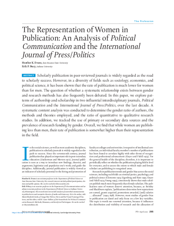 (PDF) The Representation of Women in Publication: An Analysis of ...