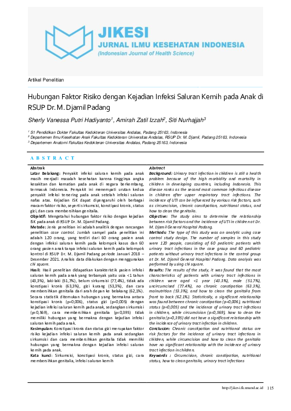 (PDF) Hubungan Faktor Risiko dengan Kejadian Infeksi Saluran Kemih pada ...
