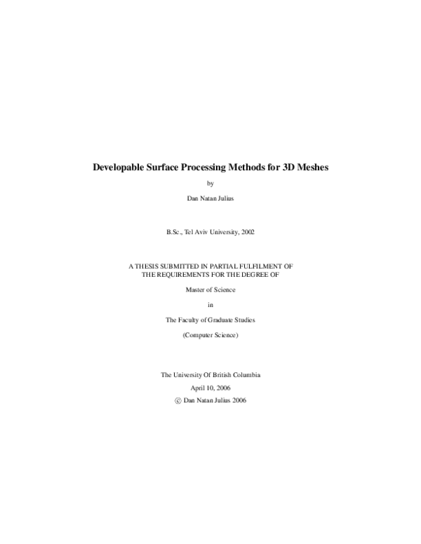(PDF) Developable Surface Processing Methods for 3 D Meshes