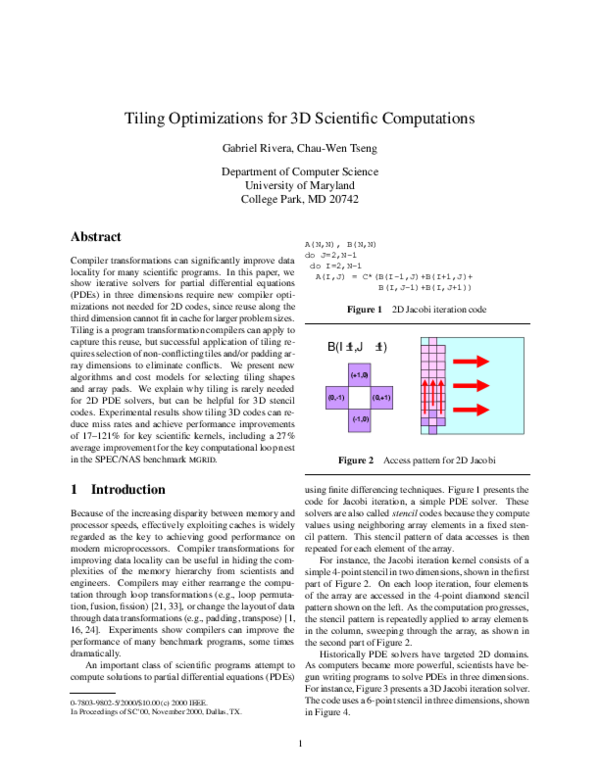 (PDF) Tiling Optimizations for 3D Scientific Computations