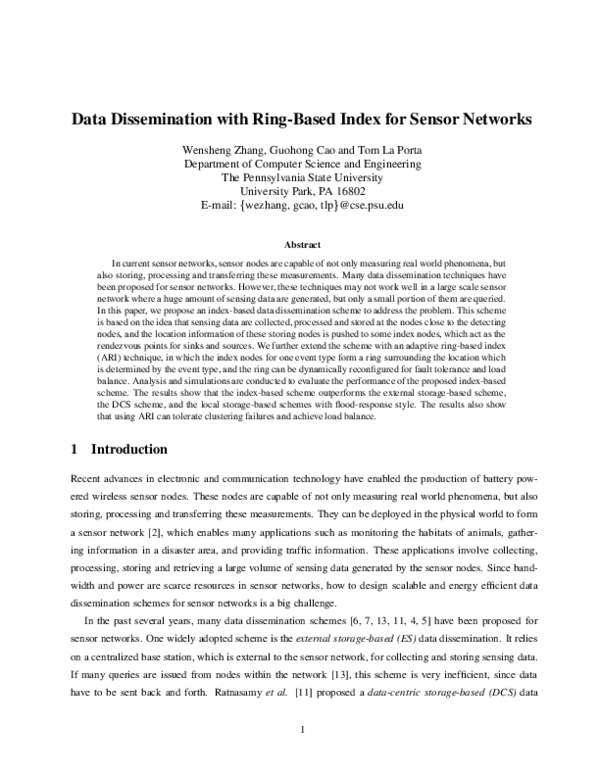 (PDF) Data Dissemination with Ring-Based Index for Sensor Networks