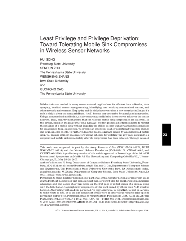 (PDF) Least privilege and privilege deprivation