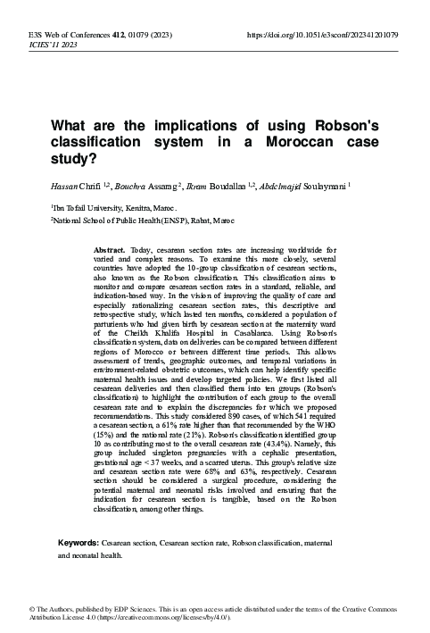 (PDF) What are the implications of using Robson’s classification system ...
