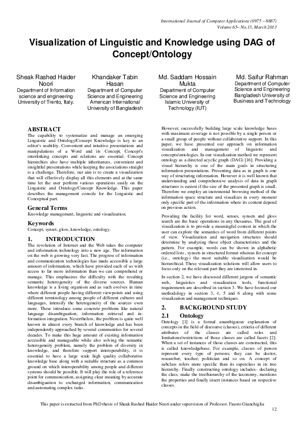 (PDF) Visualization of Linguistic and Knowledge using DAG of Concept/Ontology