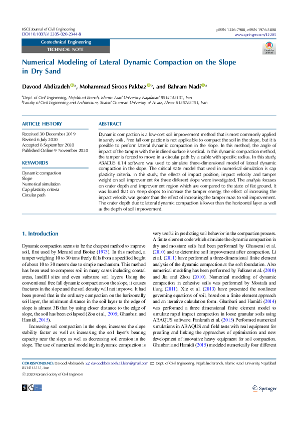 (PDF) Numerical Modeling of Lateral Dynamic Compaction on the Slope in ...