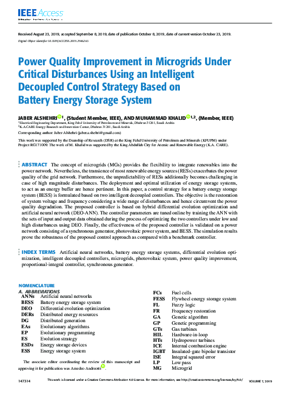 (PDF) Power Quality Improvement in Microgrids Under Critical ...