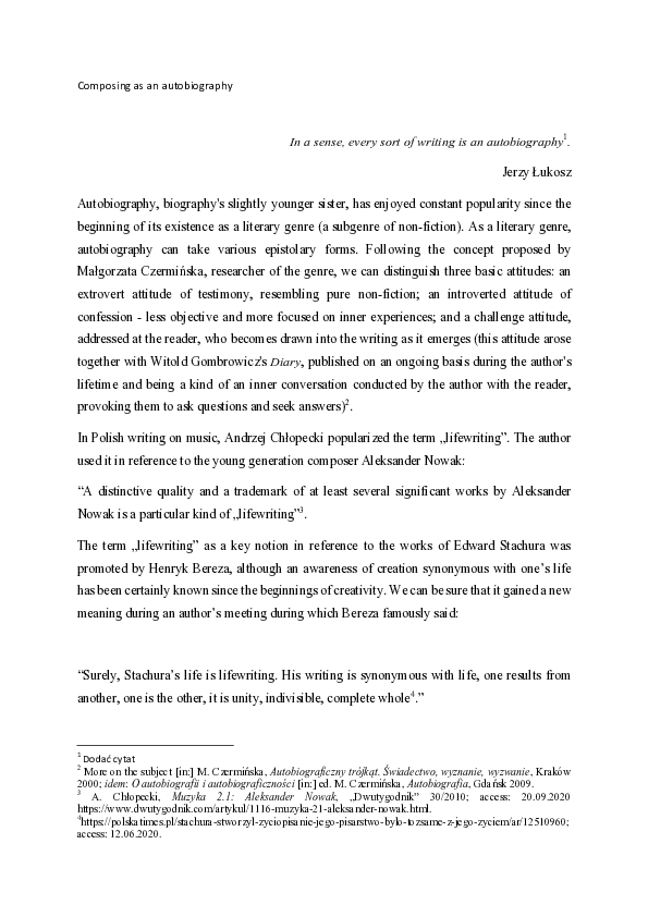 (PDF) Composing as an autobiography