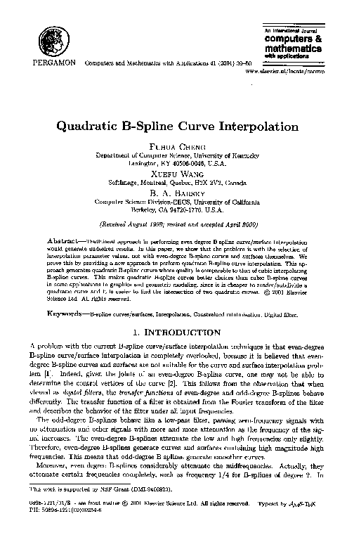 Pdf Quadratic B Spline Curve Interpolation 