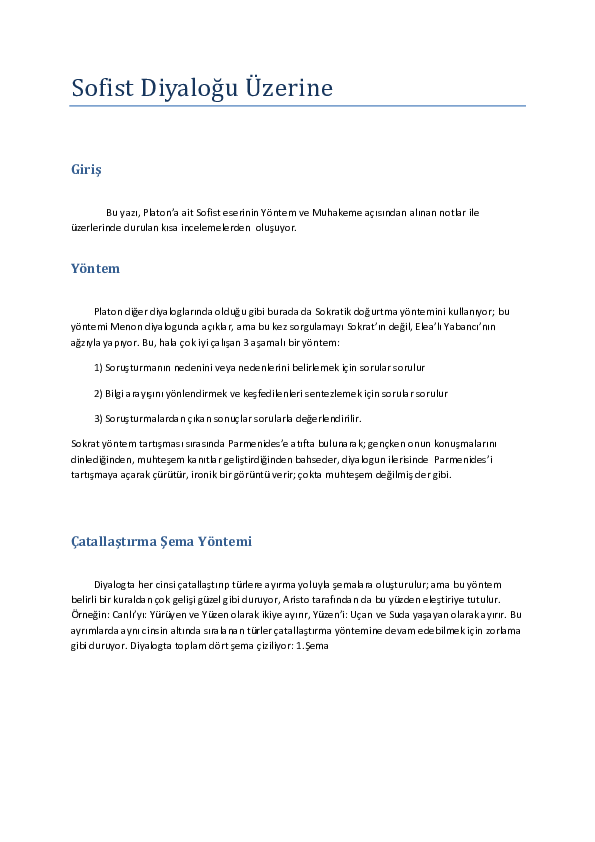 (PDF) Platon Sofist Diyaloğu Üzerine