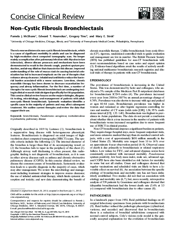 (PDF) Non–Cystic Fibrosis Bronchiectasis