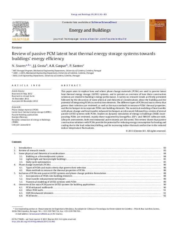 (PDF) Review of passive PCM latent heat thermal energy storage systems ...