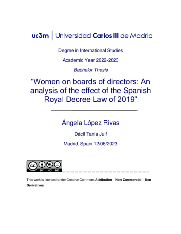 (PDF) Final thesis Women on boards of directors Angela Lopez Rivas | ANGELA LOPEZ RIVAS ...