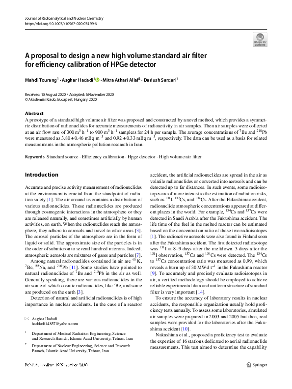 (PDF) A proposal to design a new high volume standard air filter for ...