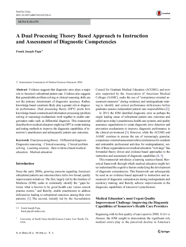 (PDF) A Dual Processing Theory Based Approach to Instruction and ...