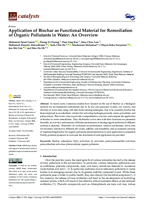 (PDF) Application of Biochar as Functional Material for Remediation of ...