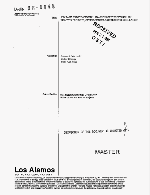 (PDF) Job task and functional analysis of the Division of Reactor ...