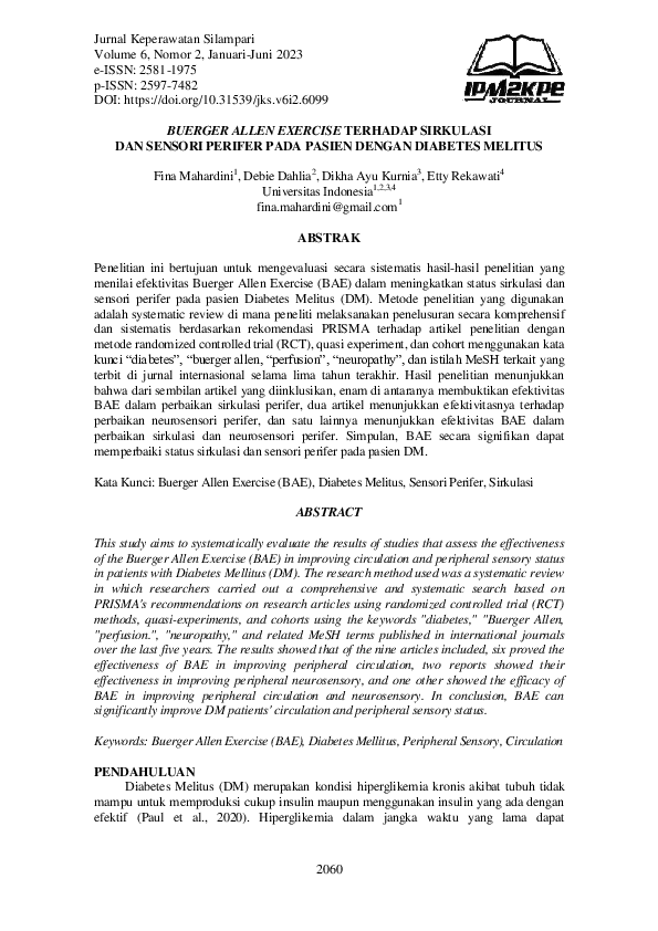 (PDF) Buerger Allen Exercise terhadap Sirkulasi dan Sensori Perifer ...