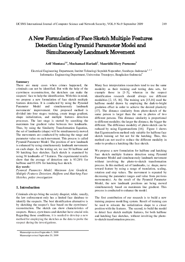 (PDF) Face Sketch Feature Detection Using Pyramid Parameter Model