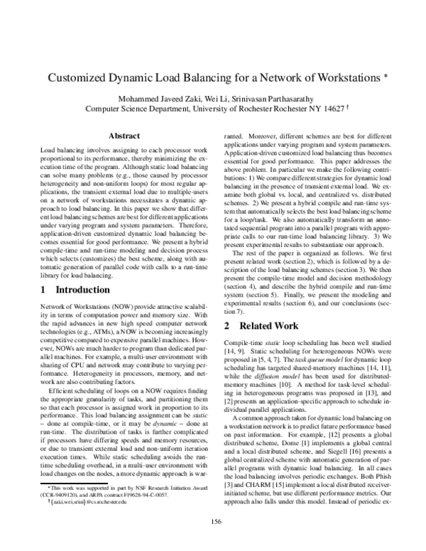 (PDF) Customized Dynamic Load Balancing for a Network of Workstations