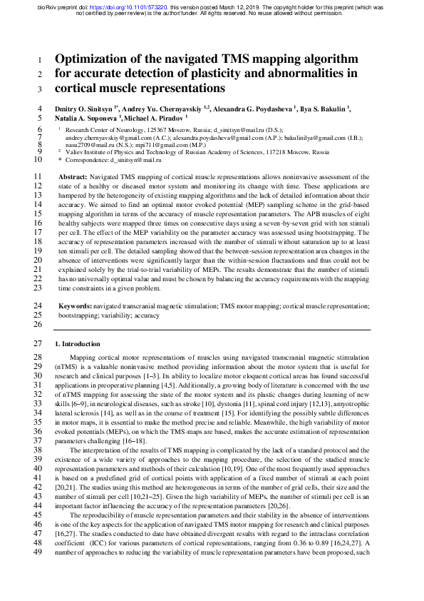 (PDF) Optimization of the navigated TMS mapping algorithm for accurate ...