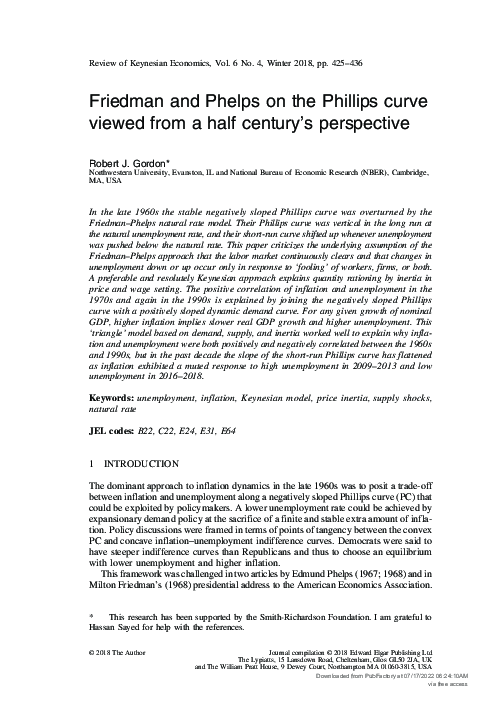(PDF) Friedman and Phelps on the Phillips Curve Viewed from a Half ...