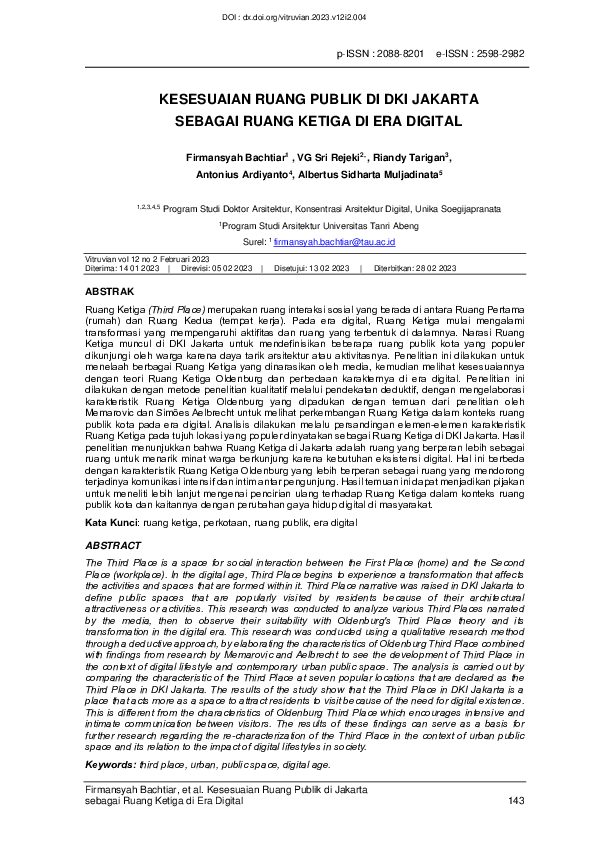 (PDF) Kesesuaian Ruang Publik DI Dki Jakarta Sebagai Ruang Ketiga DI Era Digital