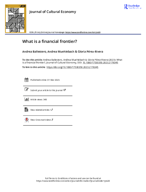 (PDF) What is a financial frontier?