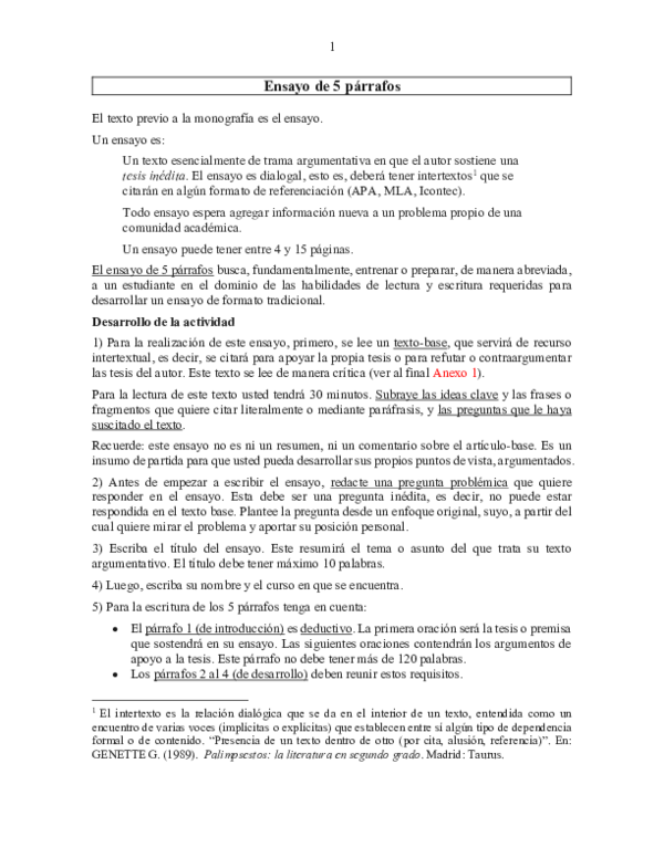 (PDF) El ensayo de 5 cinco párrafos