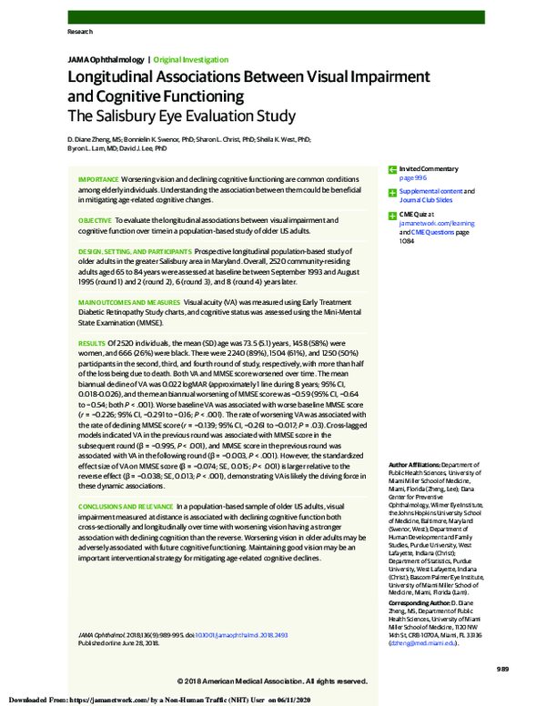 (PDF) Longitudinal Associations Between Visual Impairment and Cognitive ...