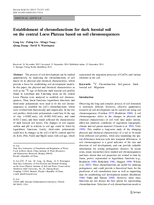 (PDF) Establishment of chronofunctions for dark loessial soil on the ...