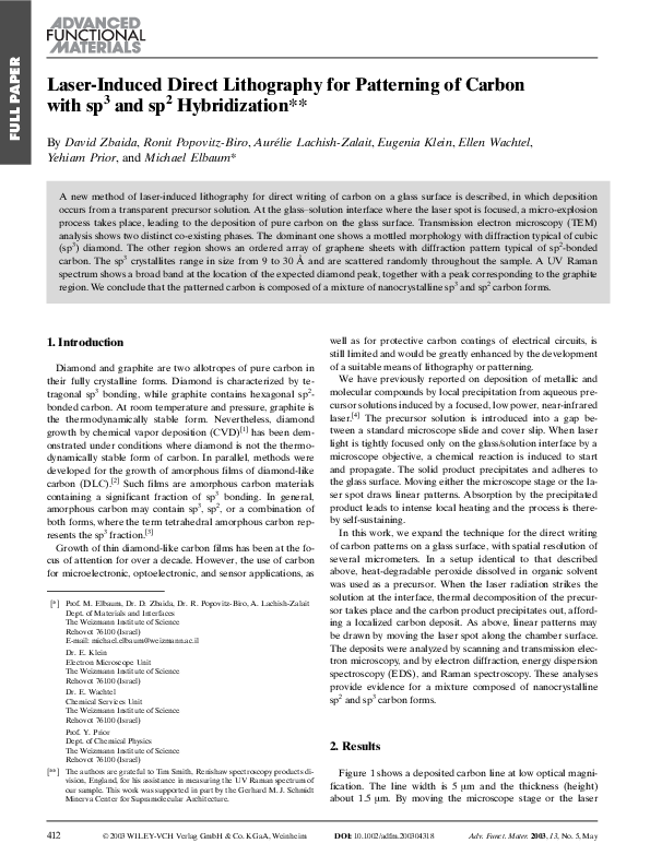 (PDF) Laser-Induced Direct Lithography for Patterning of Carbon with ...