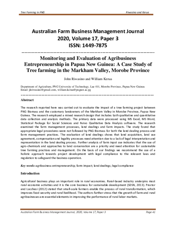 (PDF) Monitoring and Evaluation of Agribusiness Entrepreneurship in ...