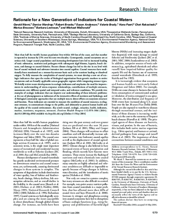 (PDF) Rationale for a New Generation of Indicators for Coastal Waters