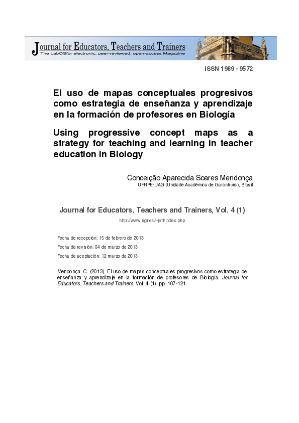 (PDF) El uso de mapas conceptuales progresivos como estrategia de enseñanza y aprendizaje en la ...