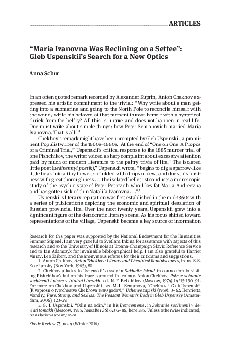 (PDF) “Maria Ivanovna Was Reclining on a Settee”: Gleb Uspenskii’s ...