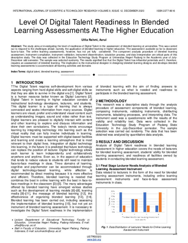 (PDF) Level Of Digital Talent Readiness In Blended Learning Assessments ...