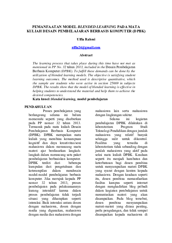(PDF) Pemanfaatan Model Blended Learning Pada Mata Kuliah Desain ...