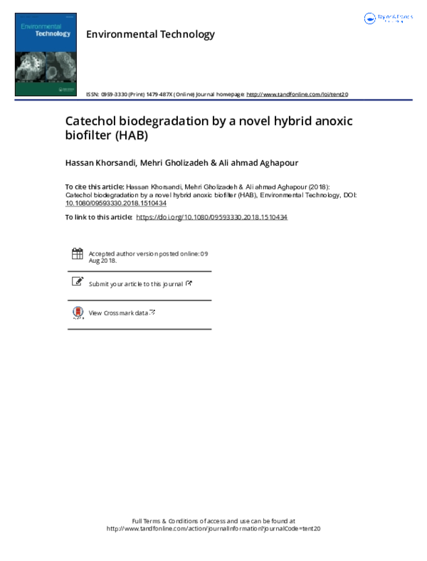 (PDF) Catechol biodegradation by a novel hybrid anoxic biofilter