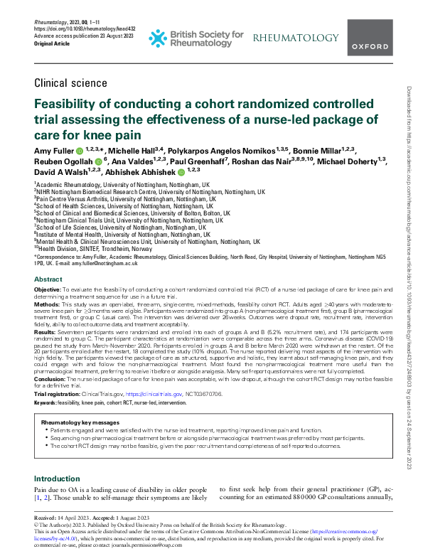 (PDF) Feasibility of conducting a cohort randomized controlled trial assessing the effectiveness ...