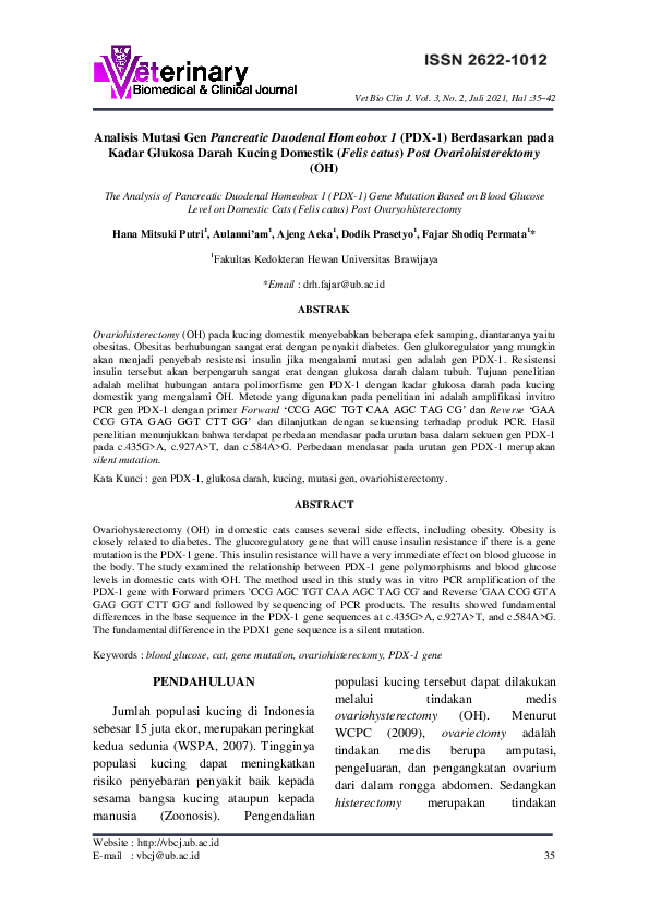 (PDF) Analisis Mutasi Gen Pancreatic Duodenal Homeobox 1 (PDX-1 ...