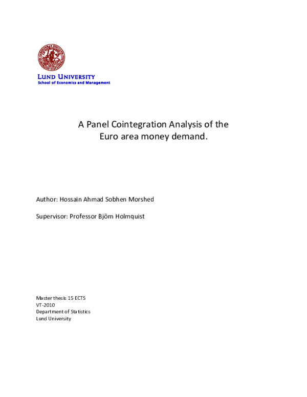 (PDF) A Panel Cointegration Analysis of the Euro area money demand