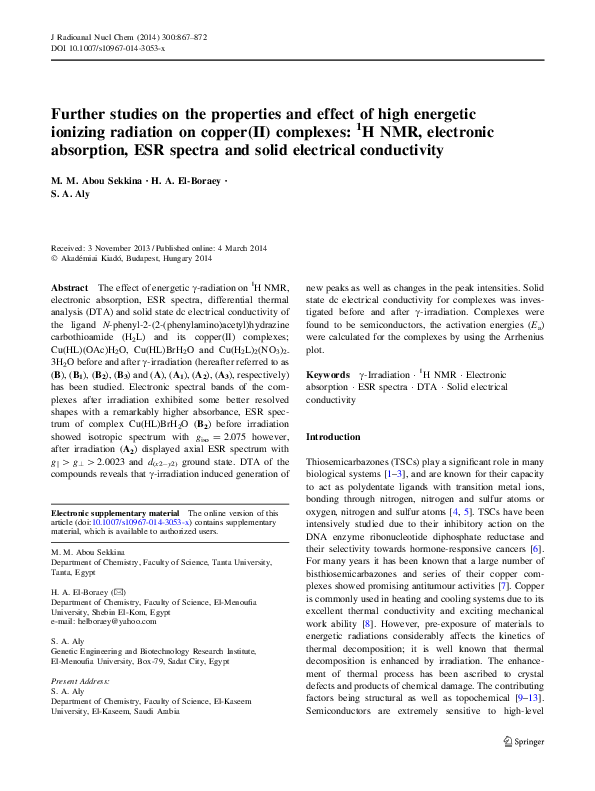 (PDF) Further studies on the properties and effect of high energetic ...