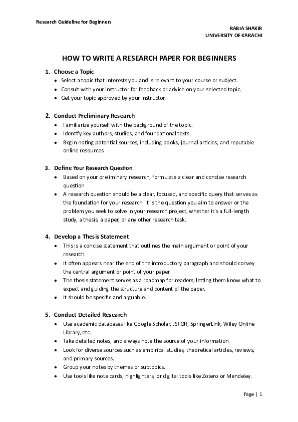 (PDF) Research Guideline for Beginners