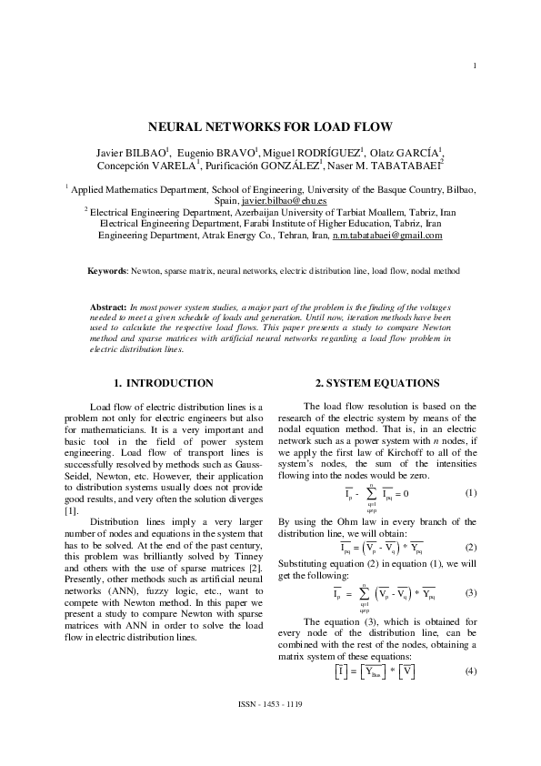 (PDF) Neural Networks for Load Flow