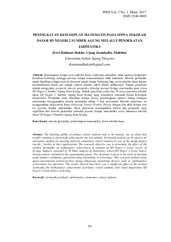 (PDF) Peningkatan Kemampuan Matematis Pada Siswa Sekolah Dasar SD Negeri 2 Sumber Agung Melalui ...