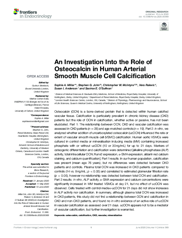 (PDF) An Investigation Into the Role of Osteocalcin in Human Arterial ...