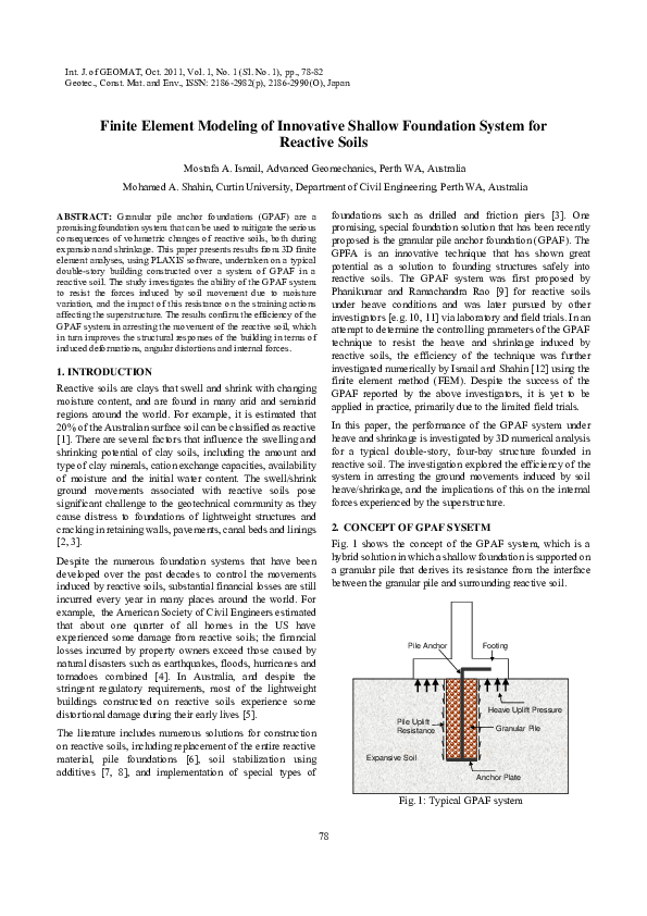 (PDF) Finite Element Modeling of Innovative Shallow Foundation System ... (PDF) Finite Element Modeling of Innovative Shallow Foundation System ...