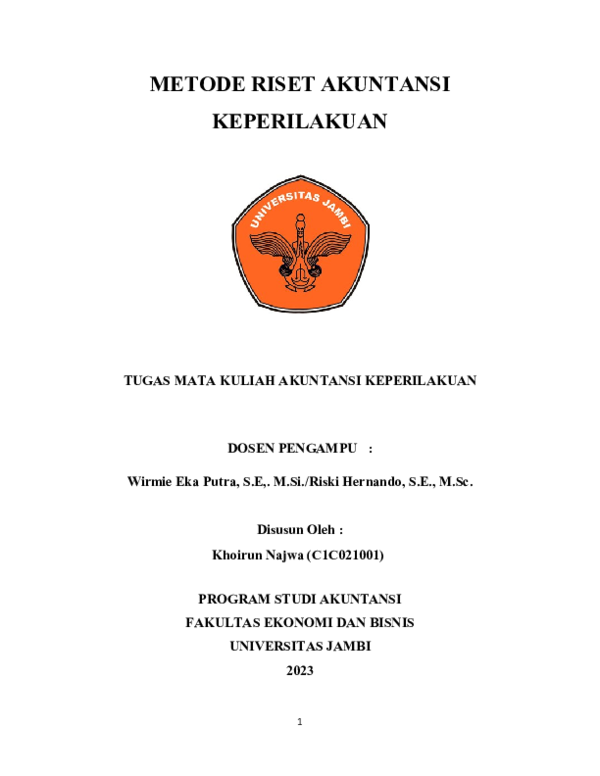 (DOC) METODE RISET AKUNTANSI KEPERILAKUAN